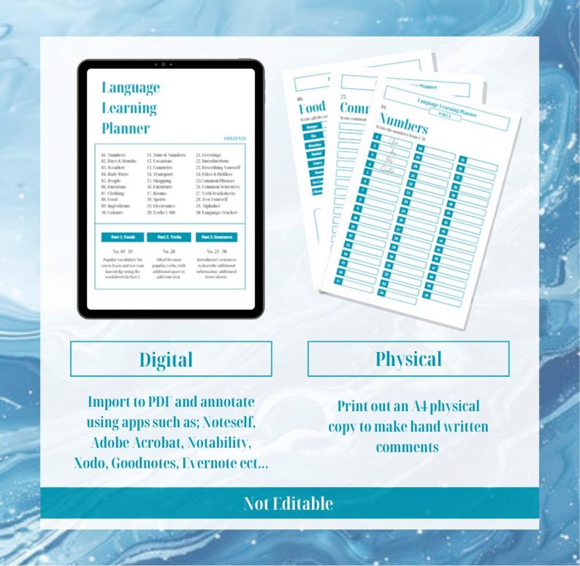 Language Learning Planner: Printable Study Journal, Language Study ...