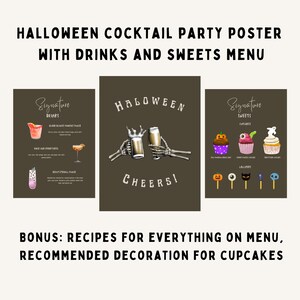 Spooky Halloween Cocktail Party Poster, Drink & Sweets Menus Creepy ...