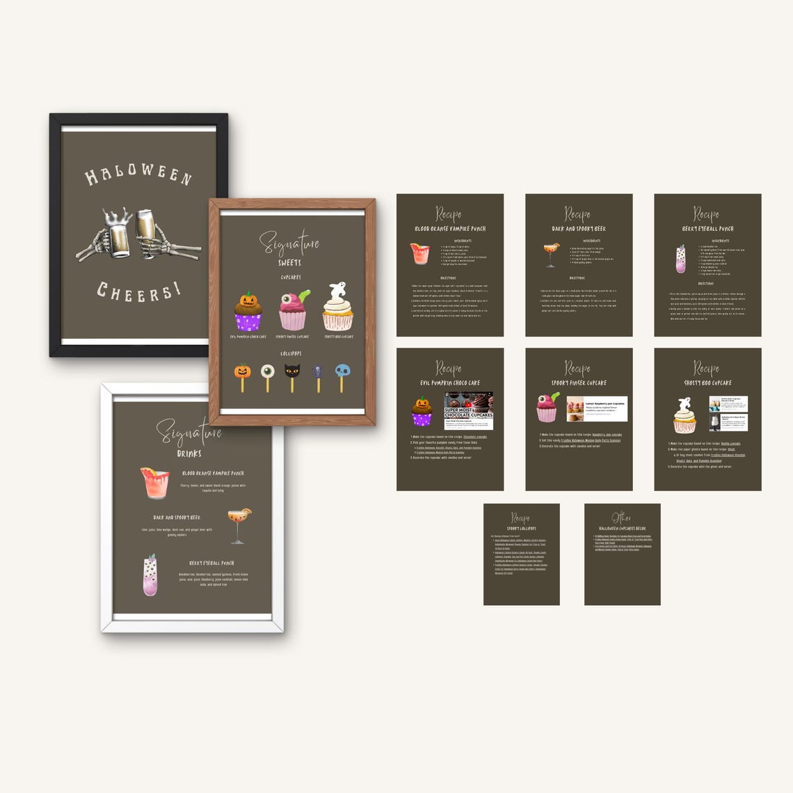 Spooky Halloween Cocktail Party Poster, Drink & Sweets Menus Creepy ...