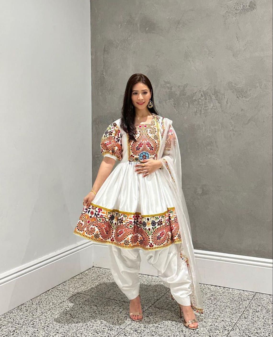 Elegant White Afghan Wedding Dress, Kuchi Dress for Women, Modern ...