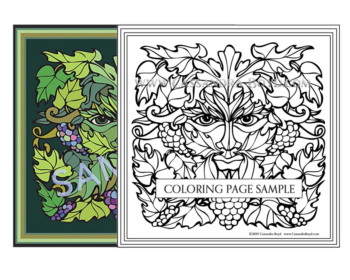 Green Man Coloring Page Instant Digital Download | Etsy