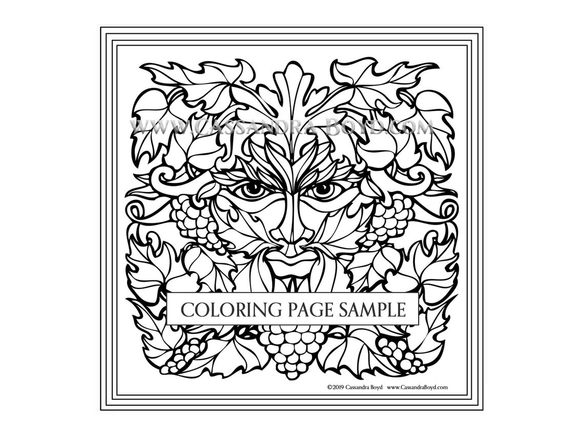 Green Man Coloring Page, Instant Digital Download - Etsy