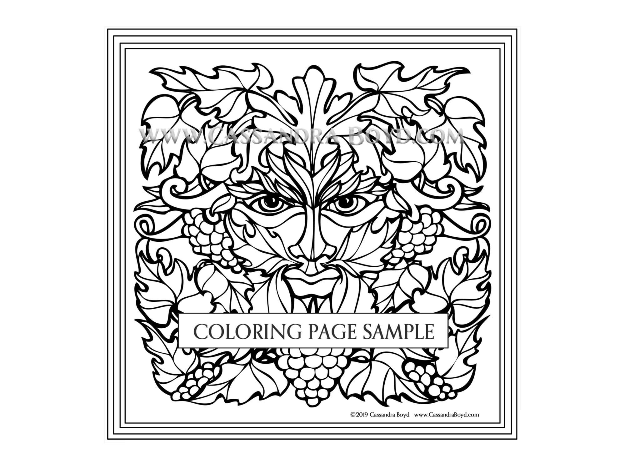 Green Man Coloring Page, Instant Digital Download - Etsy