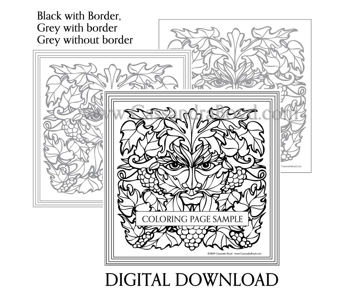 Green Man Coloring Page, Instant Digital Download - Etsy