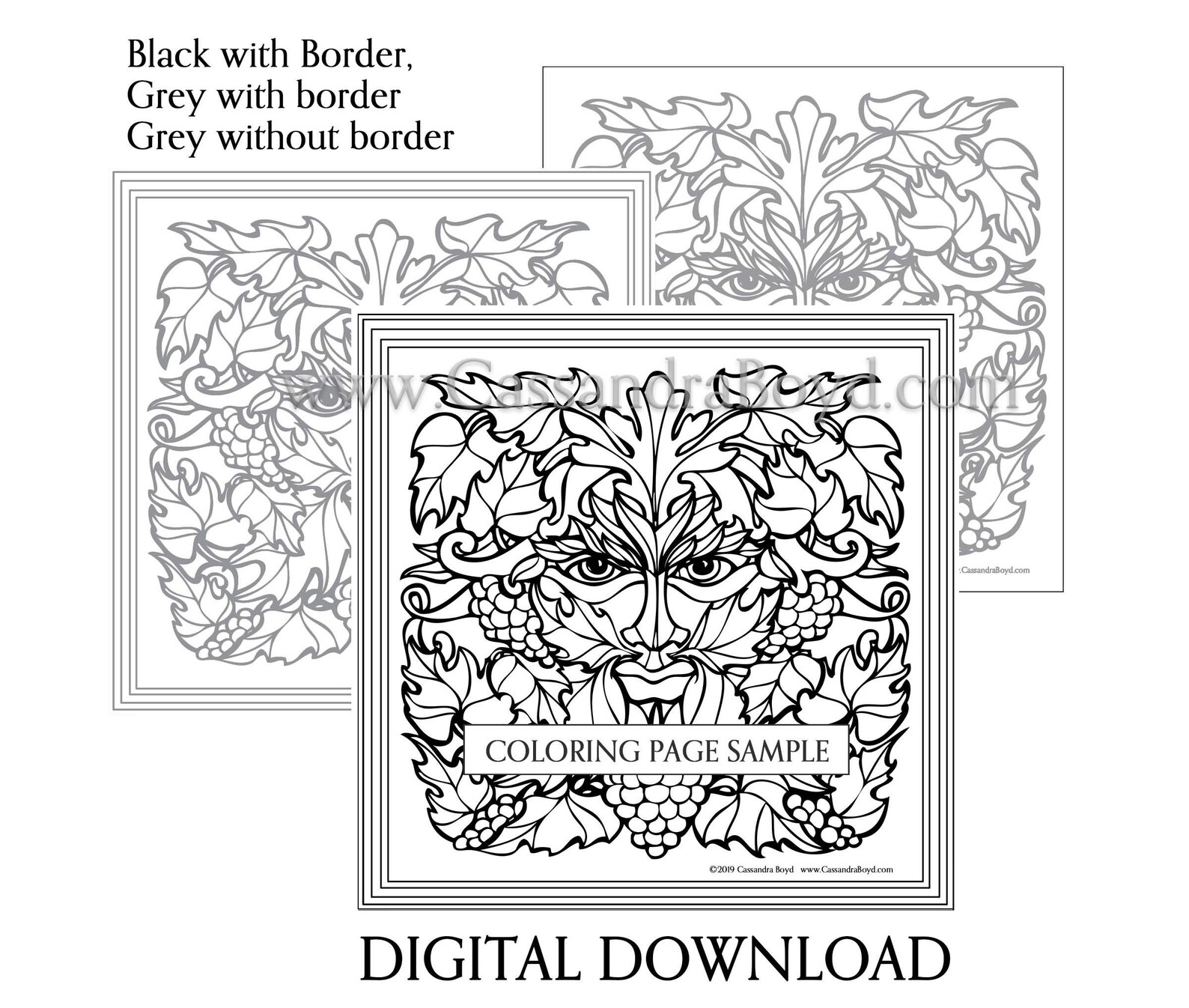 Green Man Coloring Page, Instant Digital Download - Etsy
