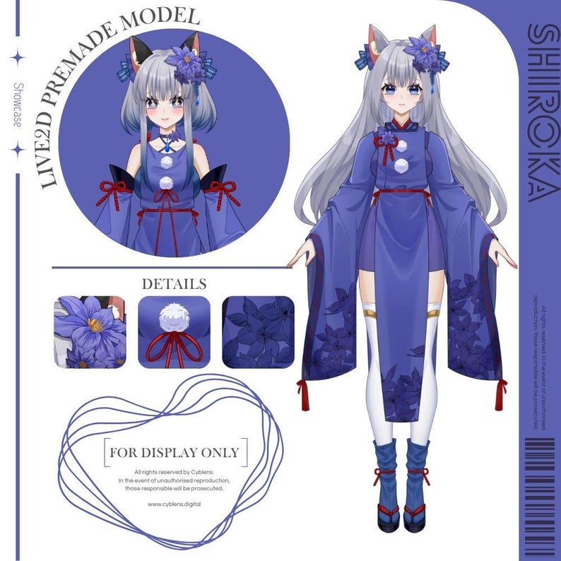 Live 2D Public Premade Model Vtuber | Cute Kitsune Fox Girl Shiroka ...