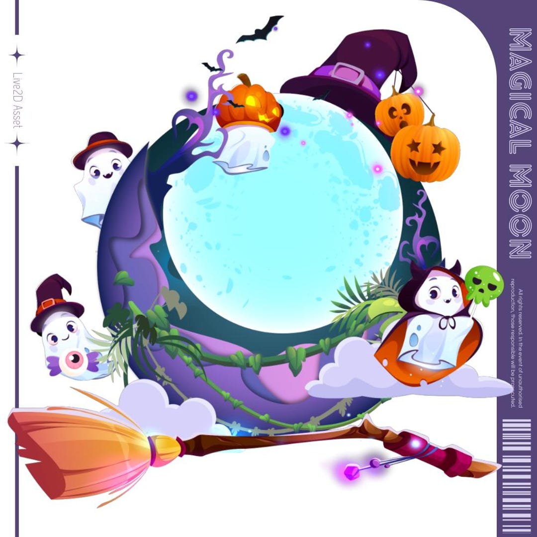 Live2d Public Premade Vtuber Asset | Halloween Asset Magic Moon | Fully ...