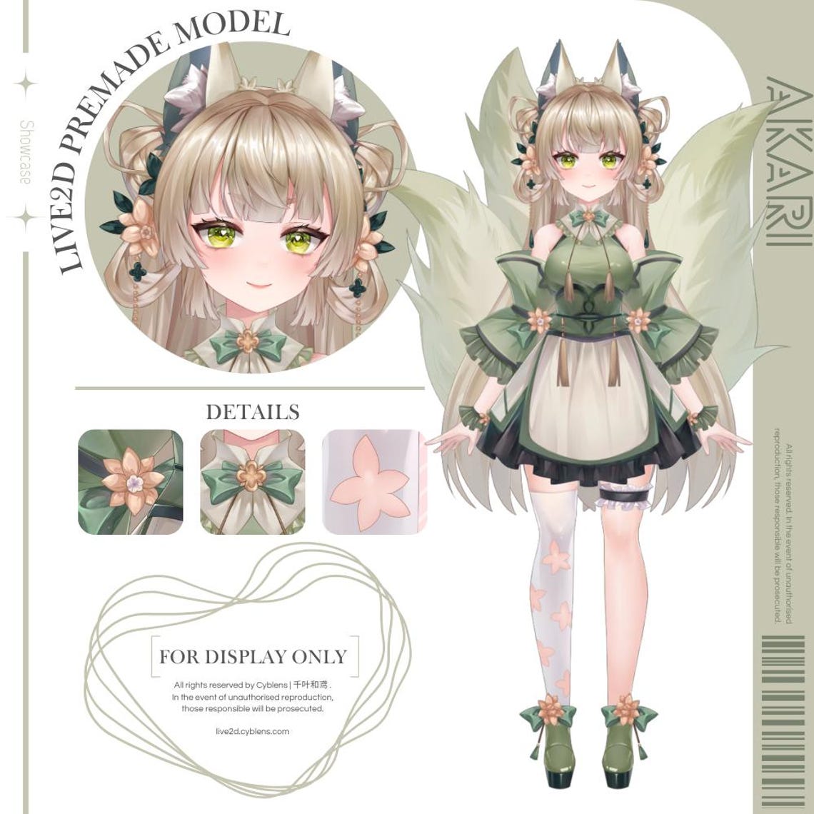 Live2d Public Premade Model Vtuber | Fox Maid | 【akari】 | Over 40 ...