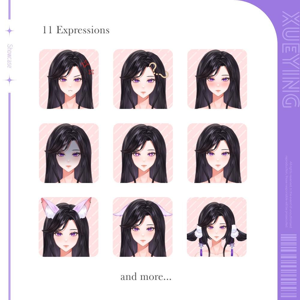 Live2d Public Premade Model Vtuber | 【xueying】 | Over 11 Expressions - Etsy