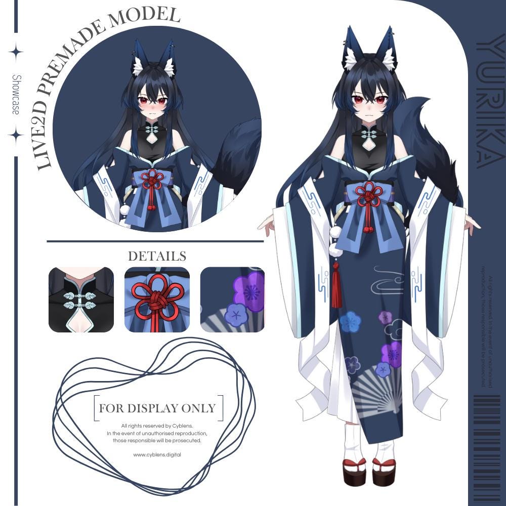 Live 2D Public Premade Model Vtuber | Cute Fox Kitsune Girl Yurika ...