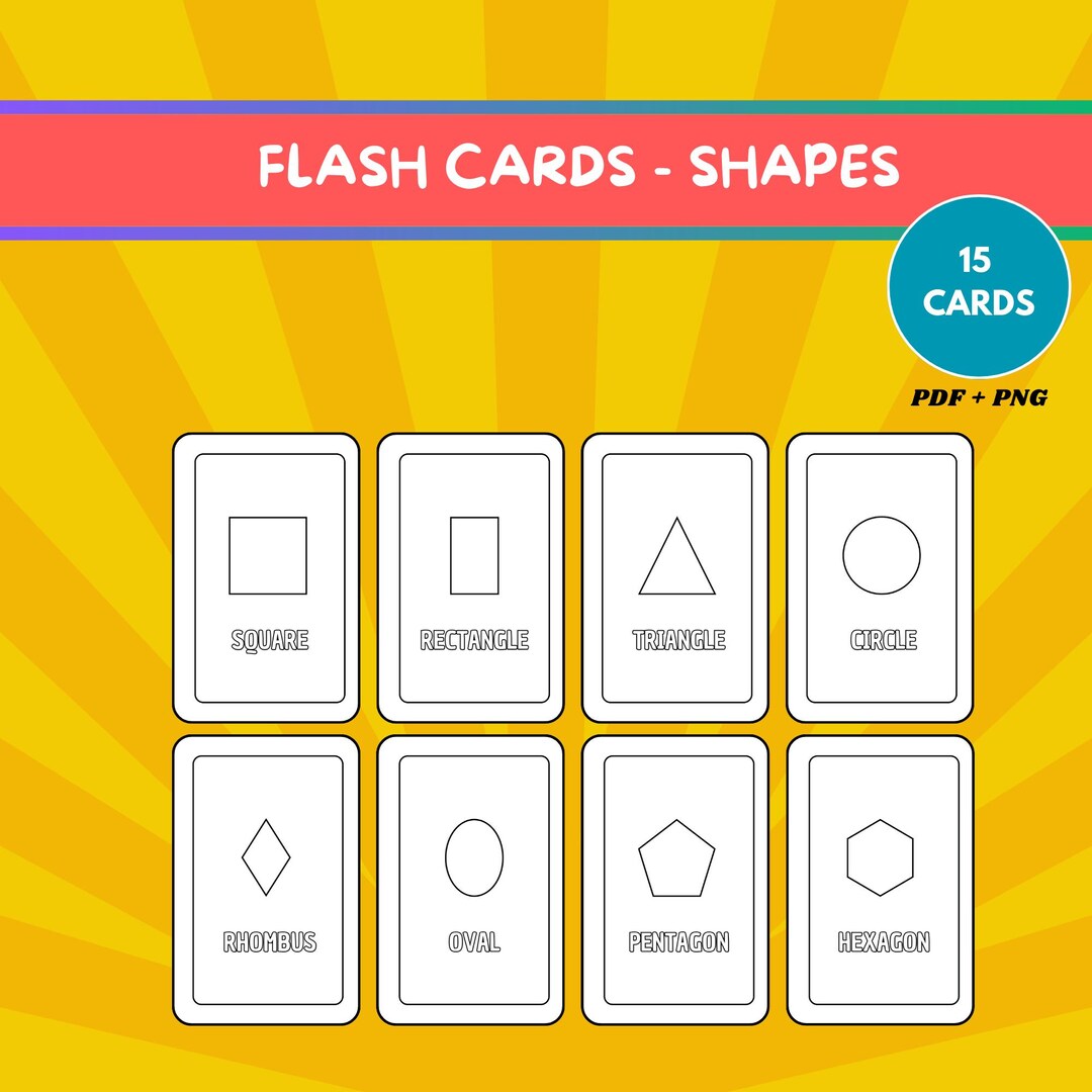 Geometric Shapes Flashcards: Learning & Coloring, 15 Printable Cards ...