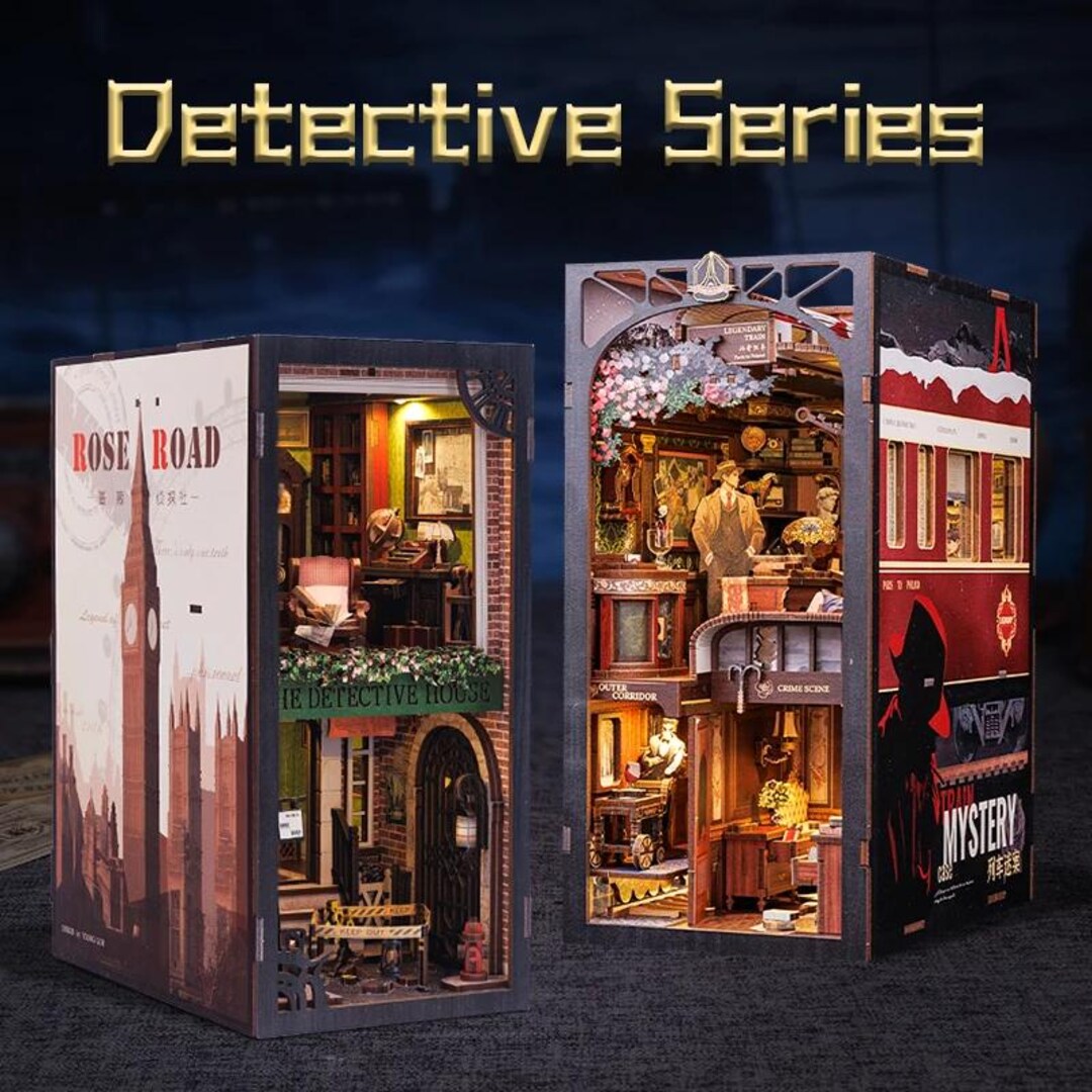 DIY Book Nook Kit Train Mystery Case & the Detective House Bookshelf ...