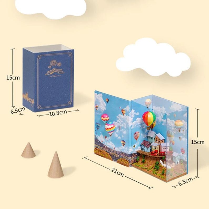 DIY Book Nook Kit Venice Bridge & Santorini Island Hot Air Balloon Book ...