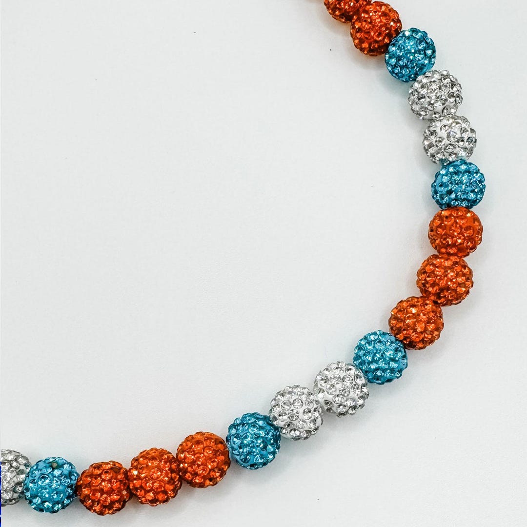 Rhinestone Bead Necklace: Baby Blue, Orange, White - Stretchy Cord - Etsy