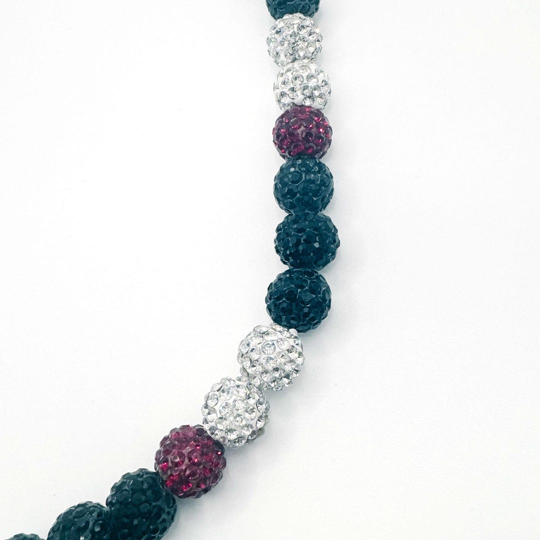 Sparkle Bead Necklace: Black, Red, and White Rhinestone Bling - Etsy