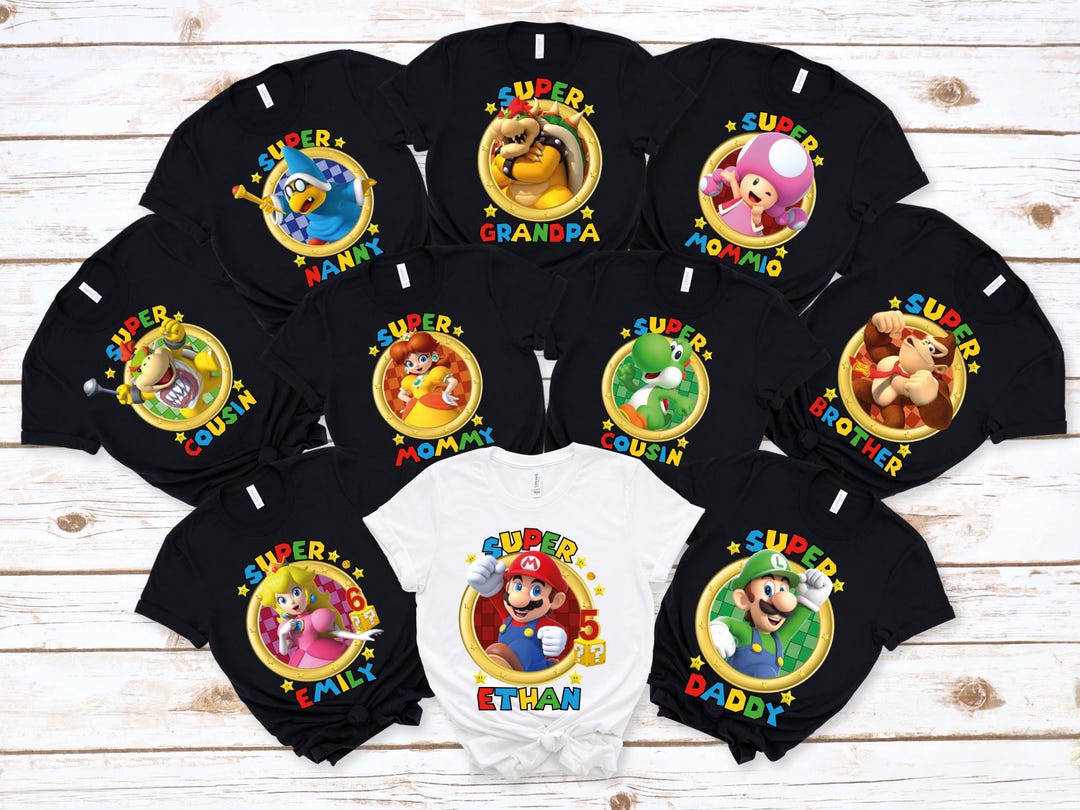 Custom Super Mario Family Birthday Shirt, Personalized Super Mario ...