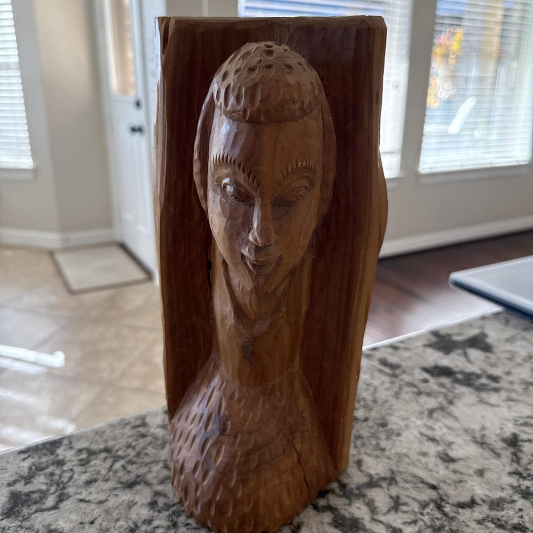 Wood Carved Statue of Lady Wood Figure - Etsy