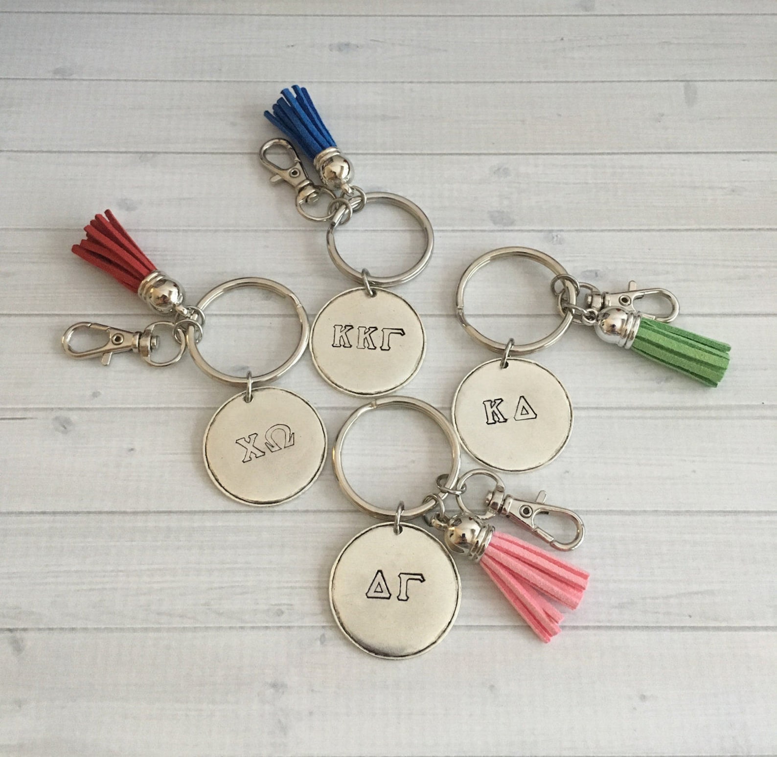 Sorority Key Chain Sorority Tassel Key Chain Pewter Key | Etsy