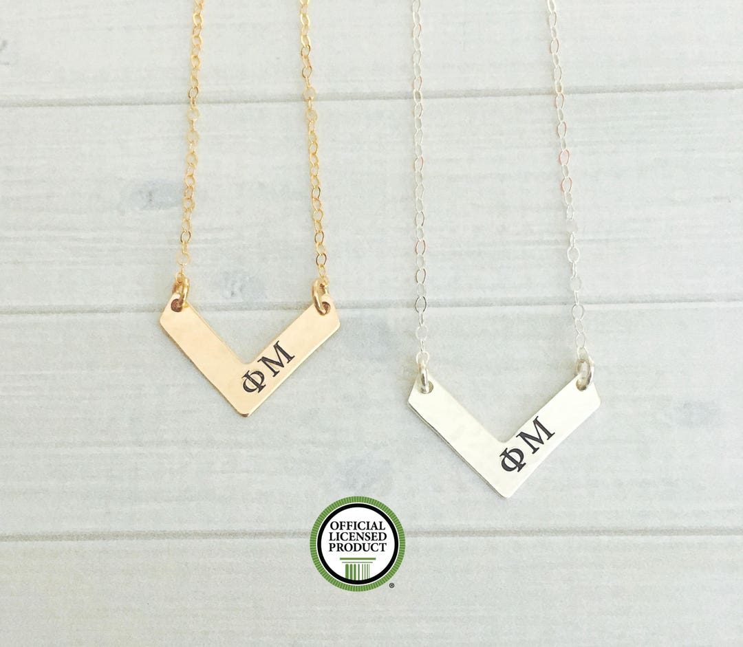 Phi Mu Necklace - Phi Mu Jewelry - Phi Mu - Sorority Chevron Necklace ...