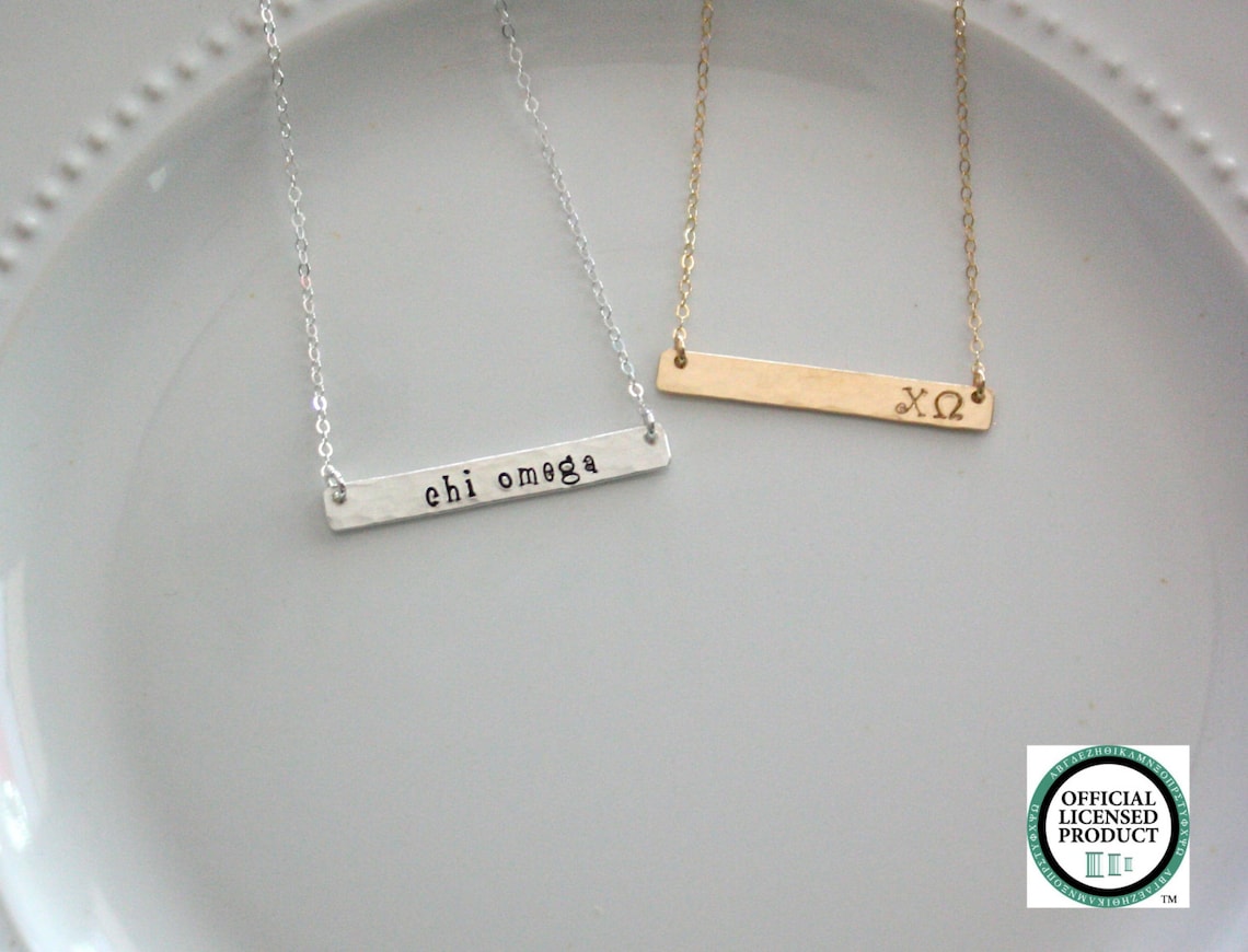 CHI OMEGA Necklace Chi Omega Jewelry Sorority Bar Necklace | Etsy