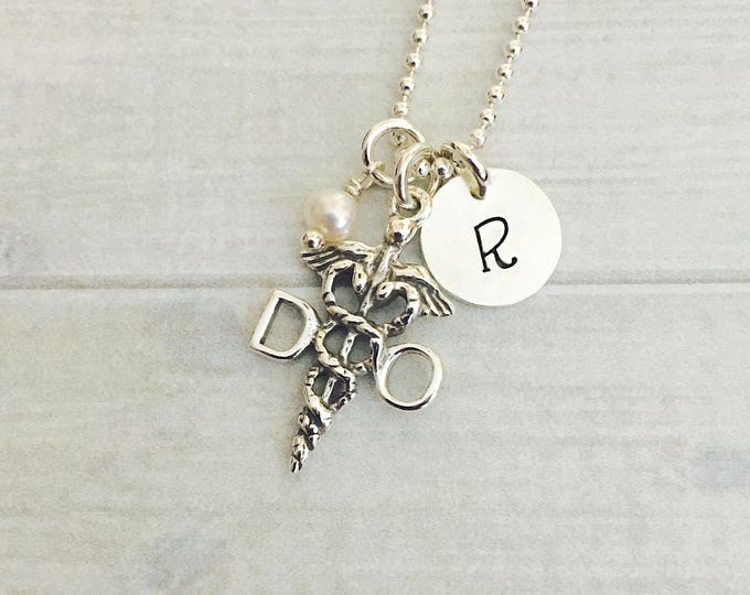 DO Doctor of Osteopathic Medicine Necklace Sterling Silver Initial ...