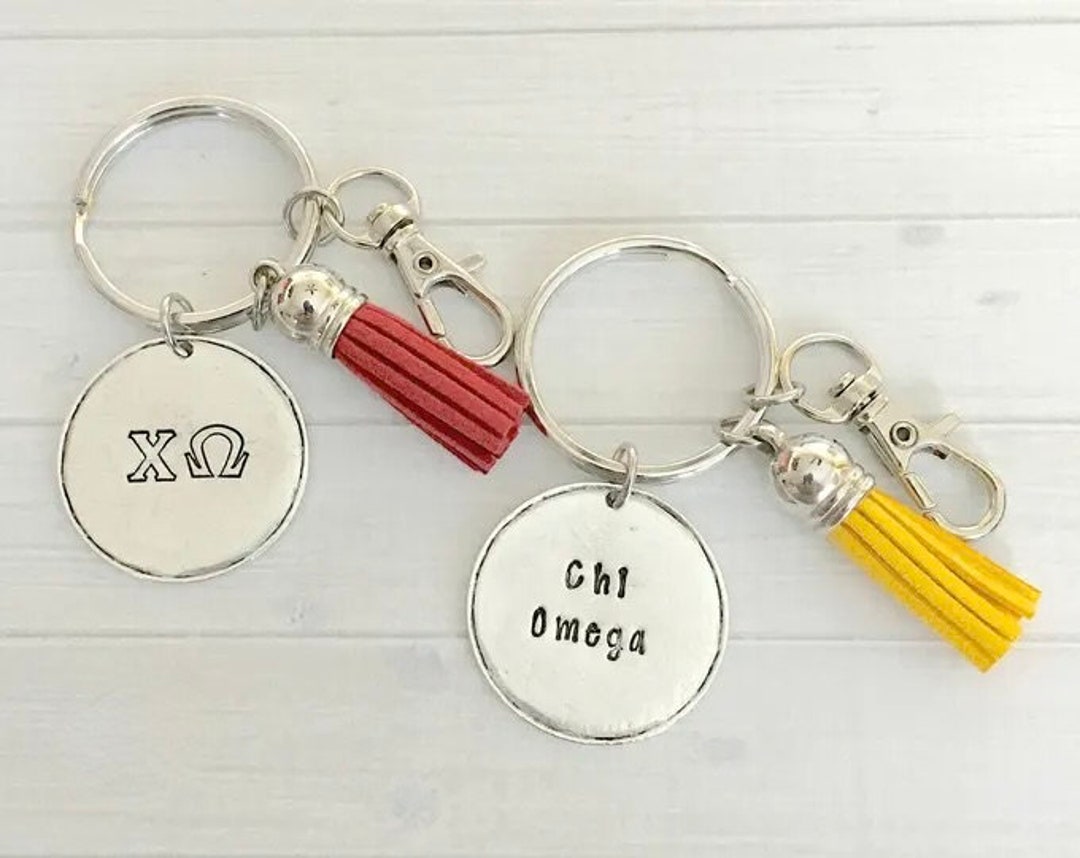 Chi Omega Key Chain, Sorority Key Chain, Tassel Key Chain, Personalized ...