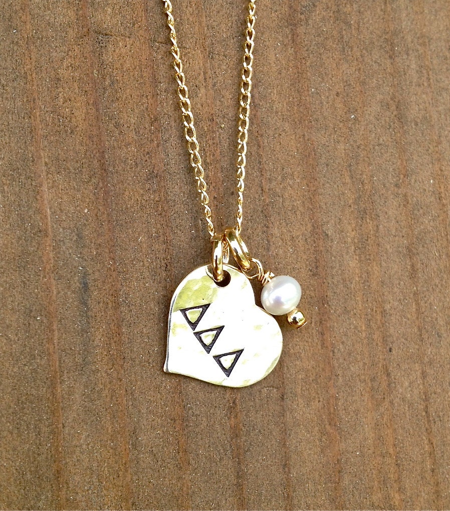 Delta Delta Delta Necklace Gold Heart Silver Heart - Etsy
