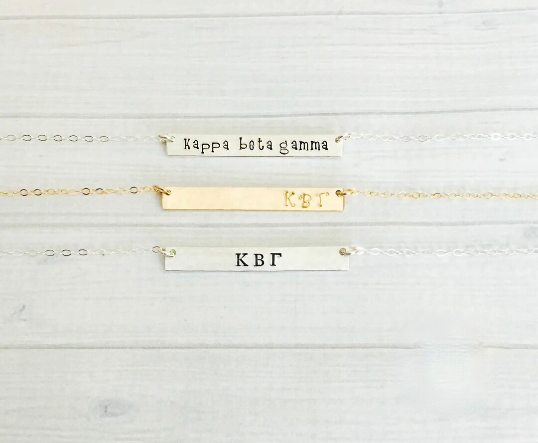 KAPPA BETA GAMMA Necklace - Kappa Beta Gamma Jewelry - Sorority Bar ...