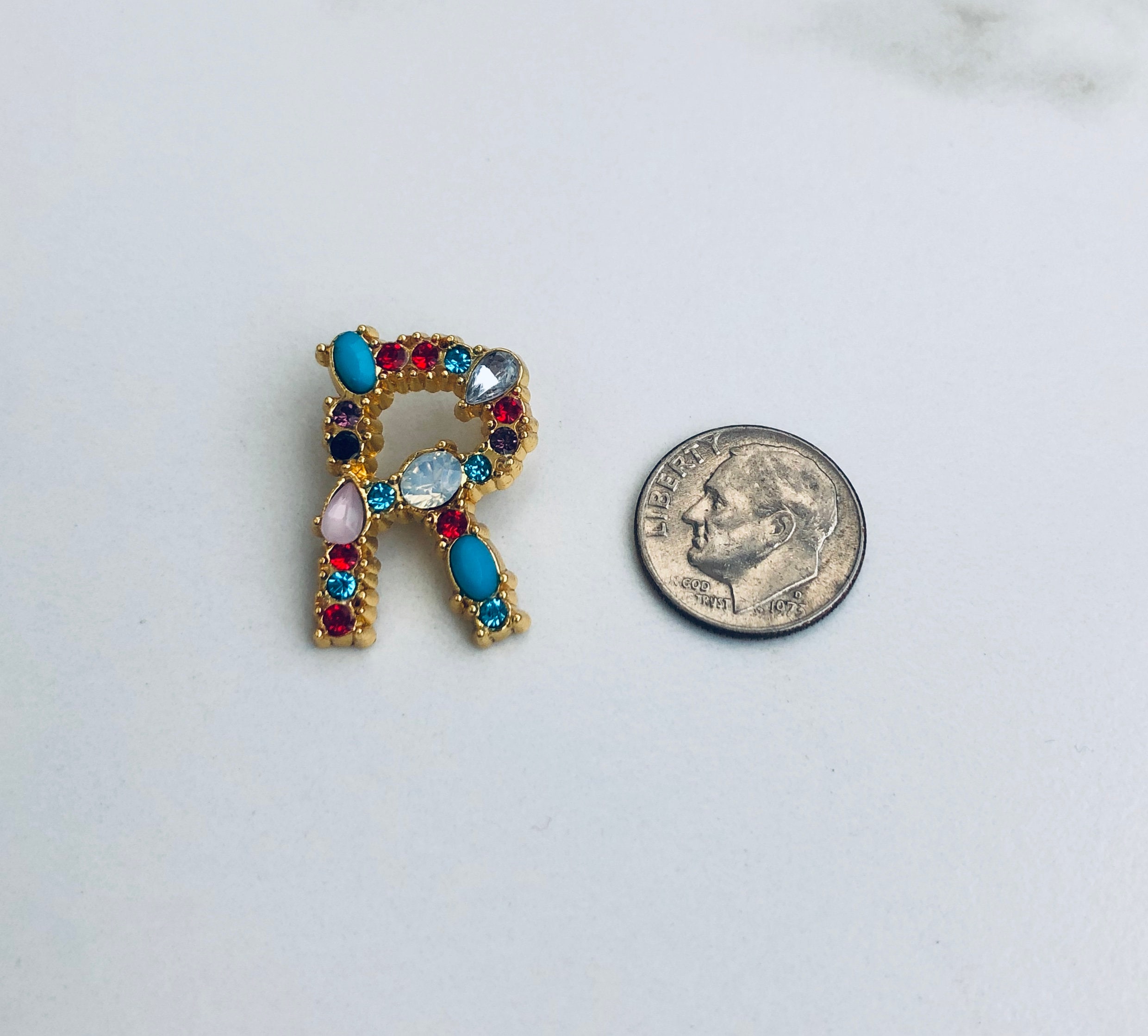 Gemstone Initial Necklace Letter Necklace Jeweled Initial | Etsy