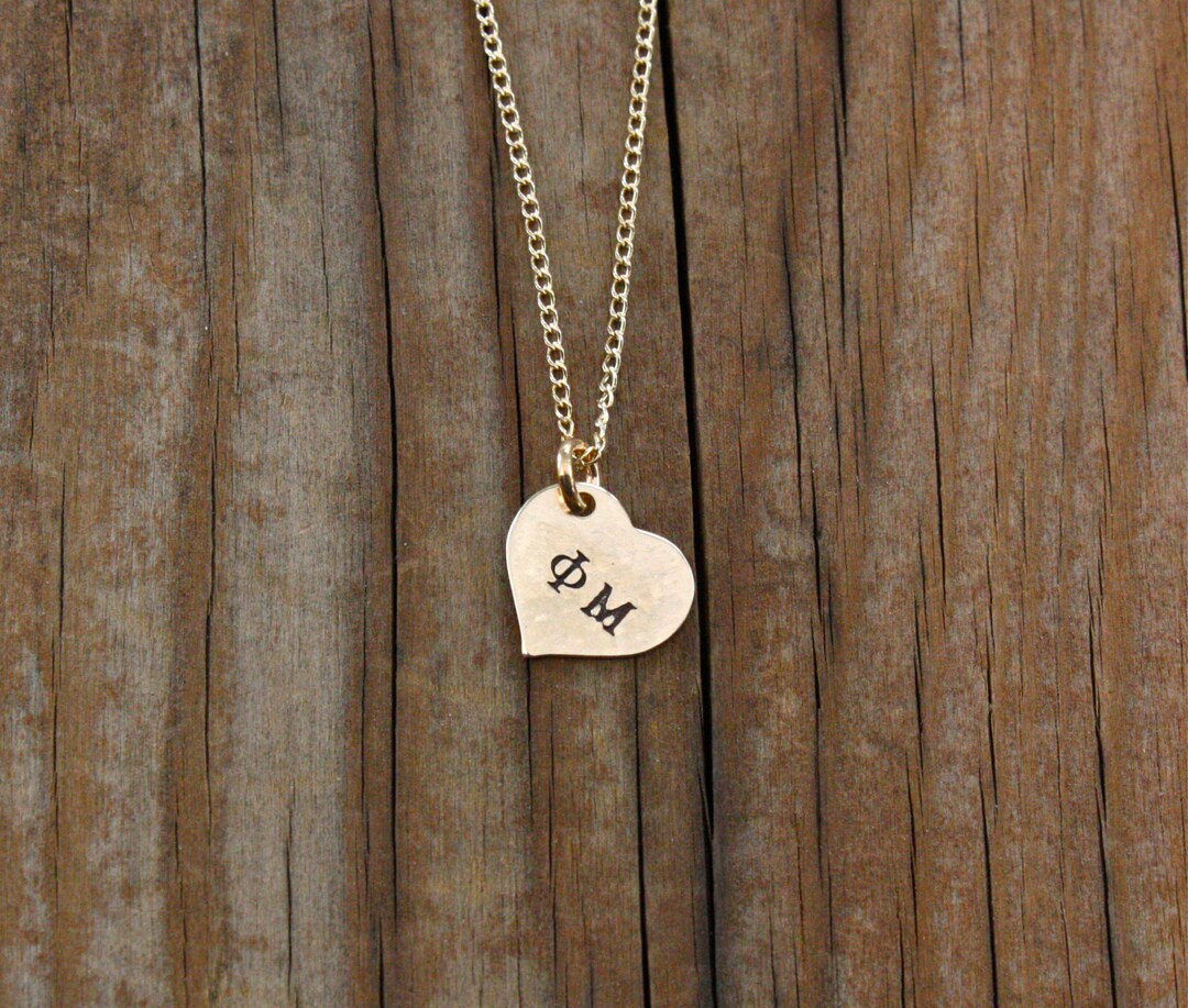 Phi Mu Necklace - Phi Mu Jewelry - Gold Heart Necklace - Sorority ...
