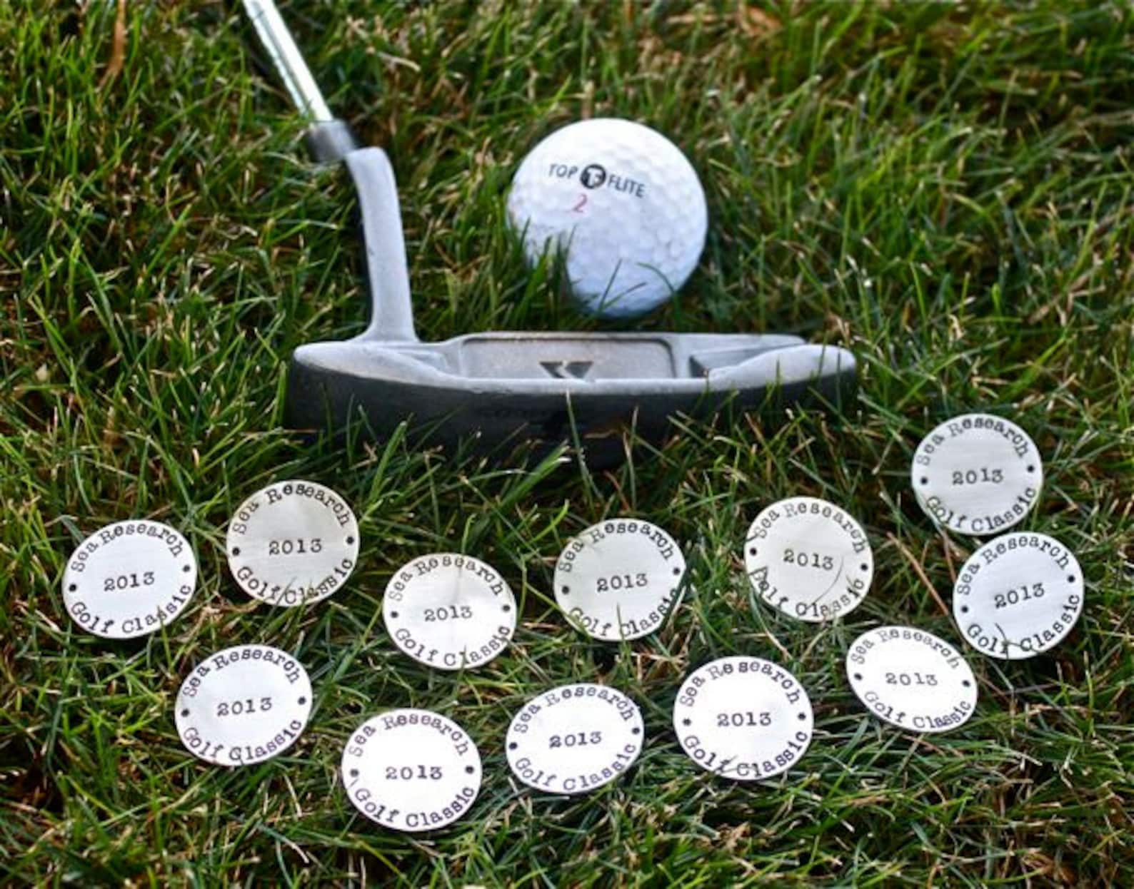 Golf Ball Marker and Leather Case Sterling Silver Golf Gift | Etsy