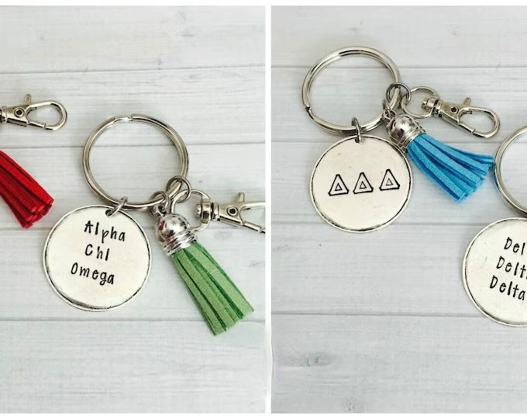 Sorority Key Chain - Sorority Tassel Key Chain - Pewter Key Chain ...