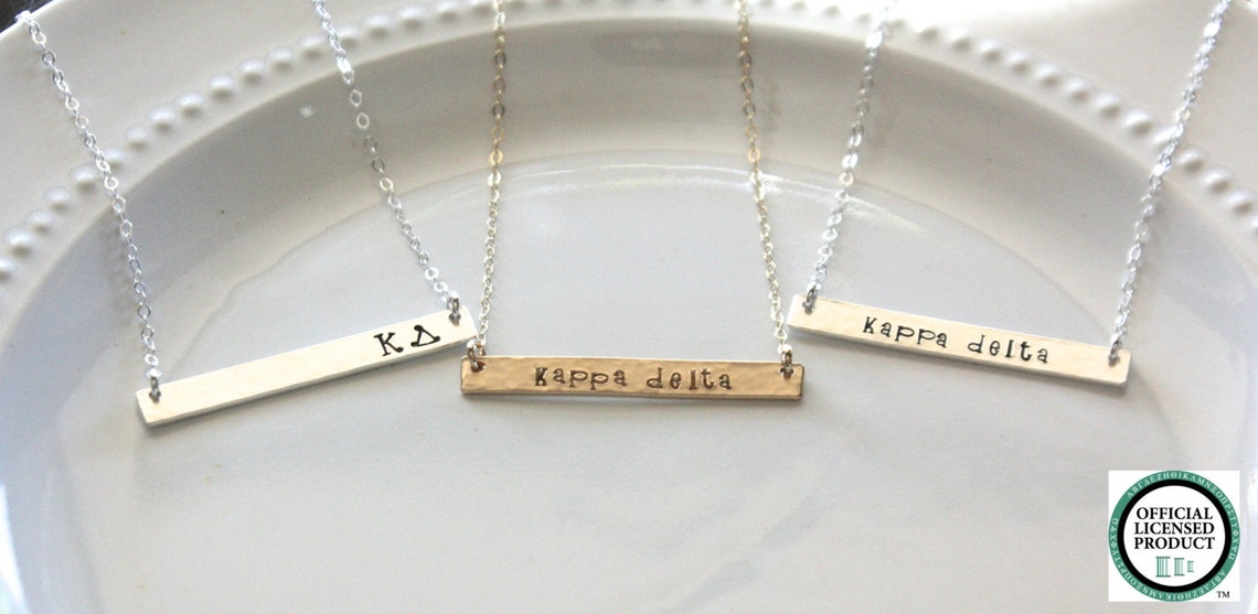 KAPPA DELTA Necklace - Kappa Delta Jewelry - Sorority Bar Necklace ...