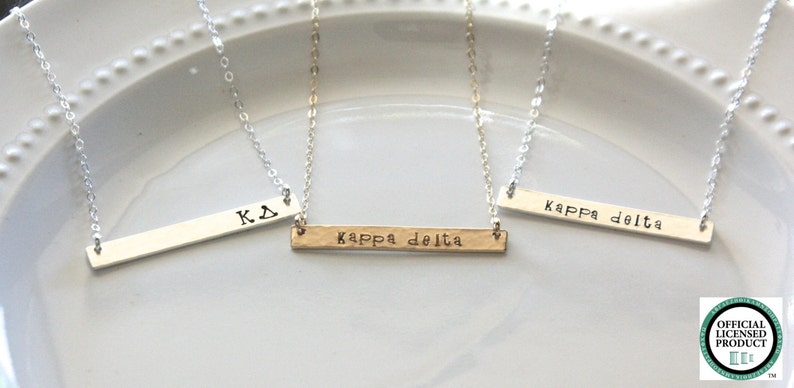 KAPPA DELTA Necklace - Kappa Delta Jewelry - Sorority Bar Necklace ...