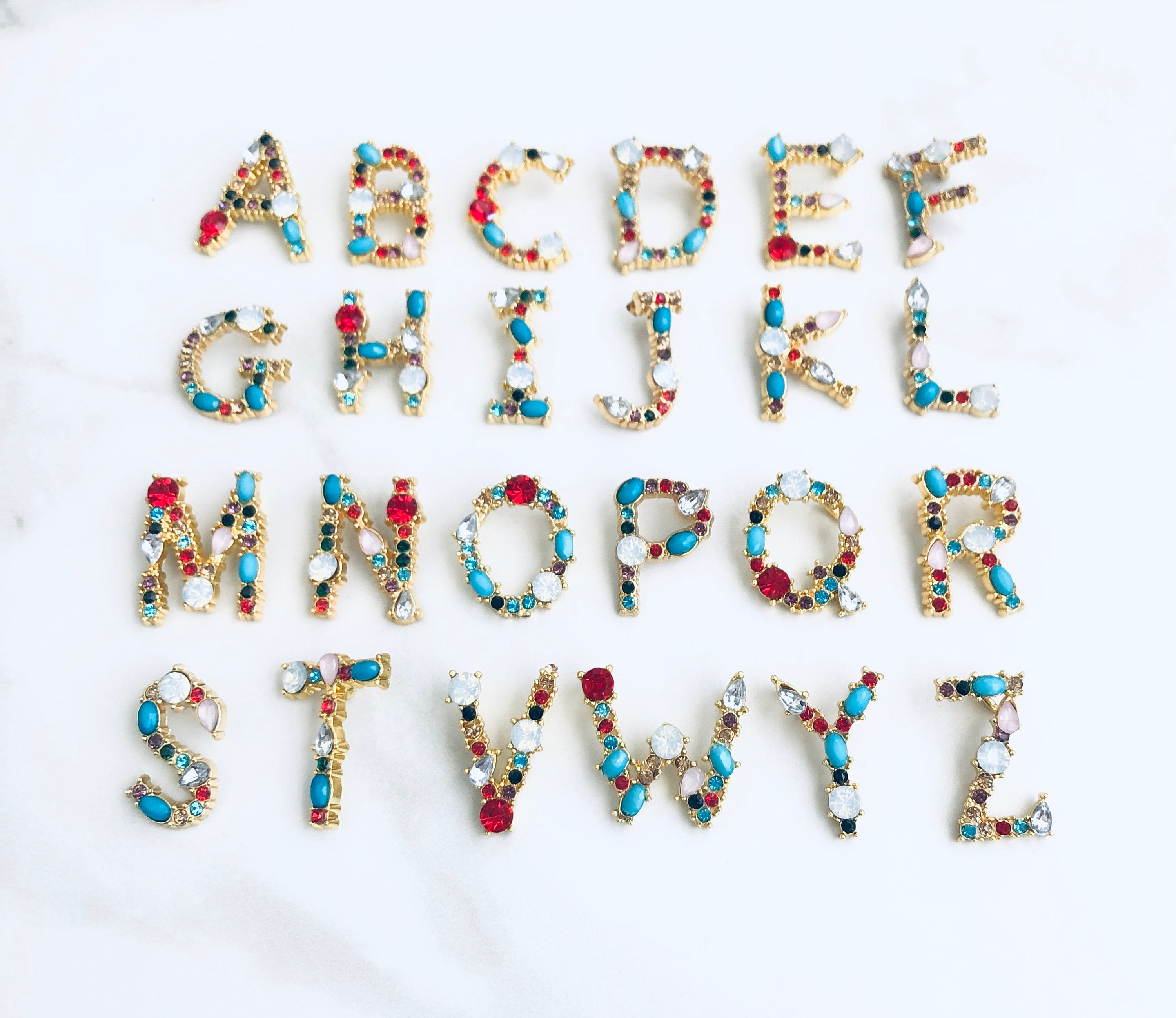 Gemstone Initial Necklace Letter Necklace Jeweled Initial | Etsy