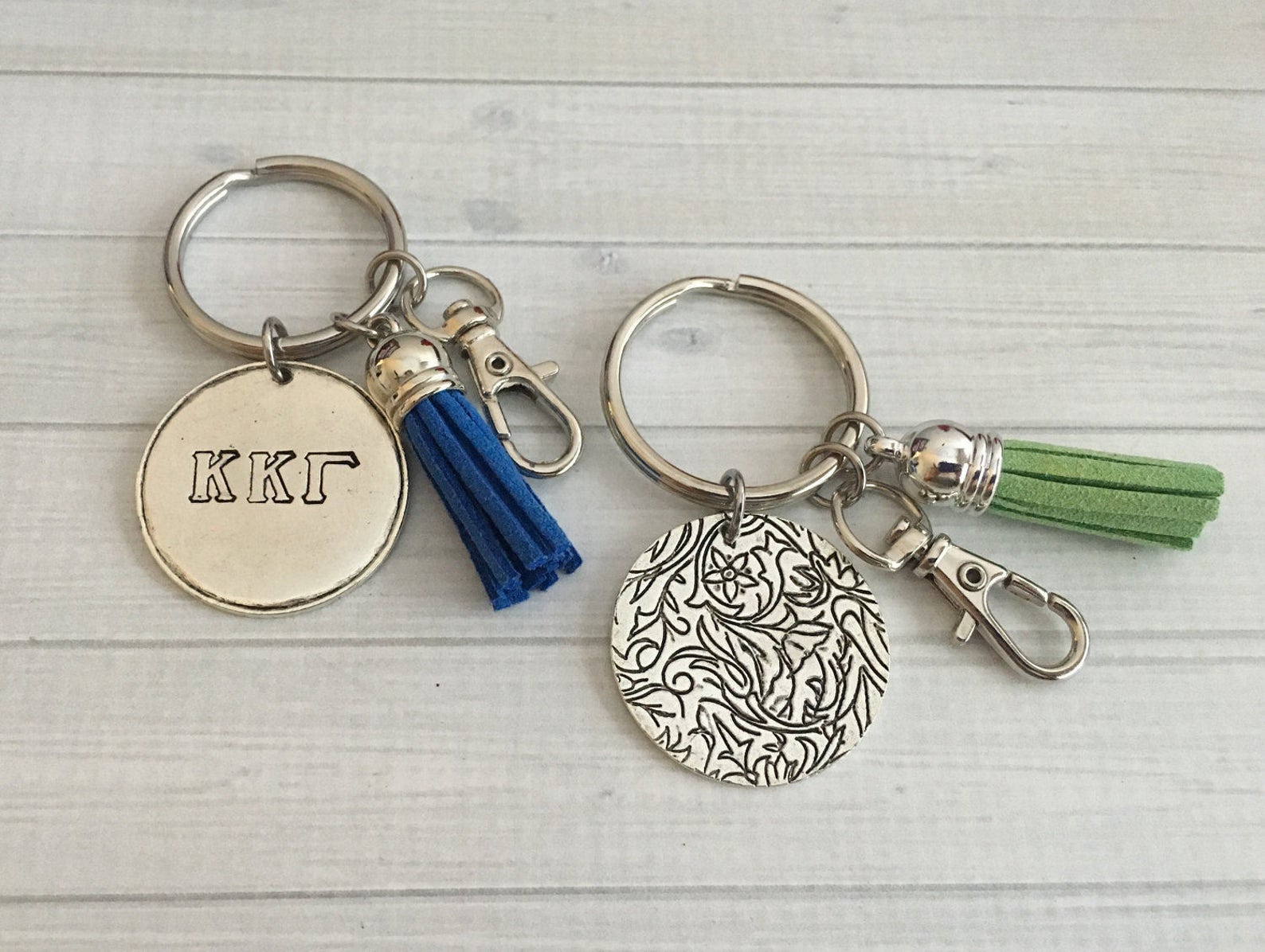 Sorority Key Chain Sorority Tassel Key Chain Pewter Key | Etsy