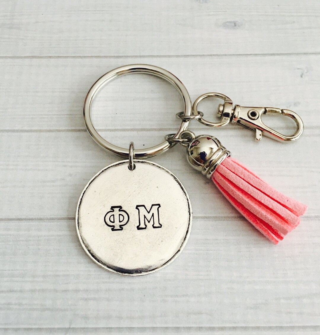 Phi Mu Key Chain - Sorority Key Chain - Tassel Key Chain - Personalized ...