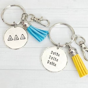 Delta Delta Delta Key Chain - Sorority Key Chain - Tassel Key Chain ...