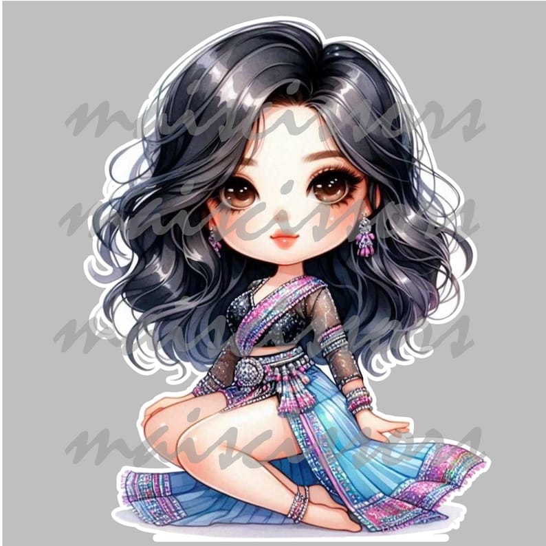 Hmong Asian Chibi Woman PNG Clipart Digital Art - Etsy