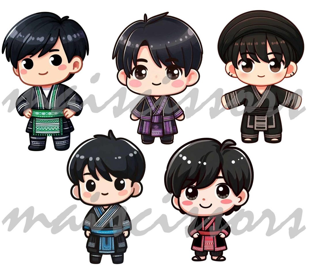 Hmong Asian Chibi Boy Man Digital Art PNG Clipart - Etsy