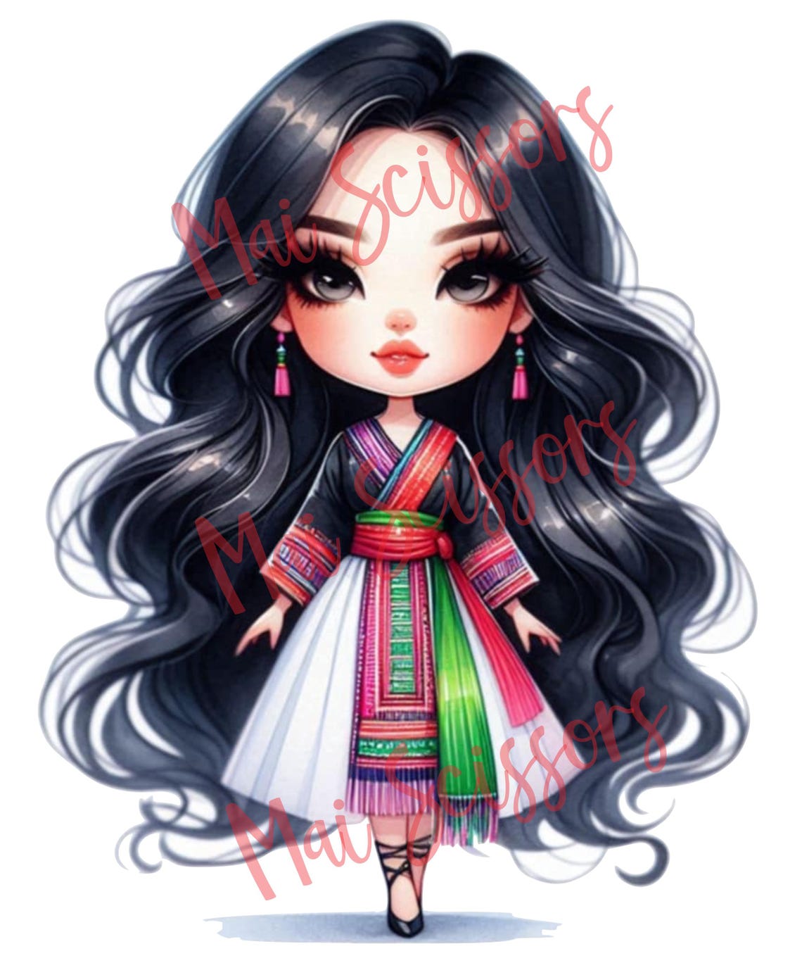 Hmong Asian Chibi Girl PNG Digital Art File - Etsy
