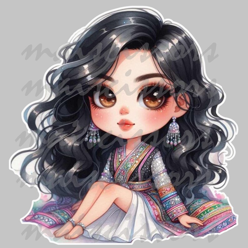 Hmong Asian Chibi Woman PNG Clipart Digital Art - Etsy