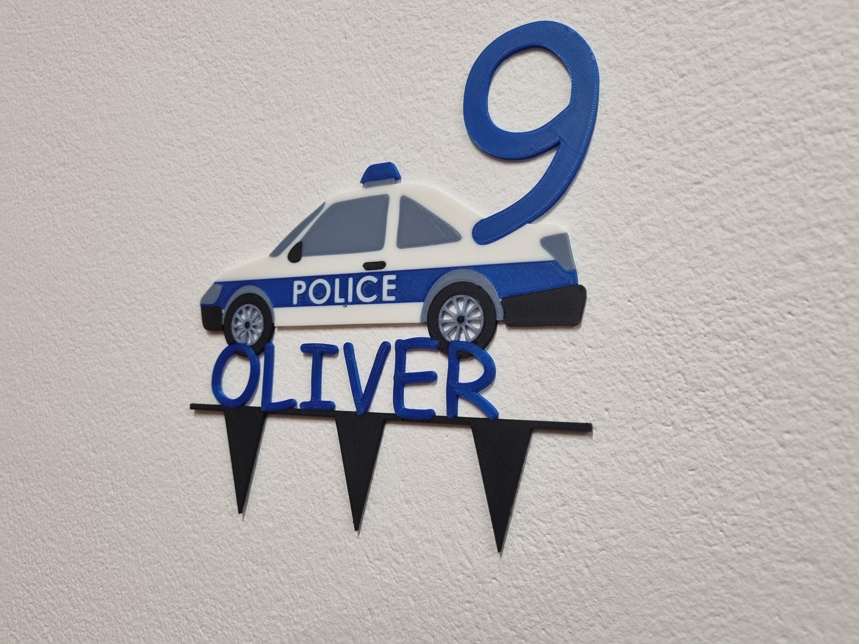 Cake Topper Police Car Personalized Name/text, Cop Police Kids Birthday ...