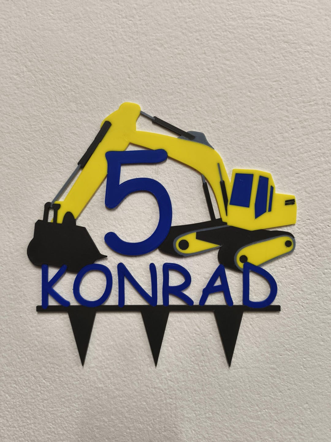 Cake Topper Excavator Personalized Name/text, Construction Machine ...