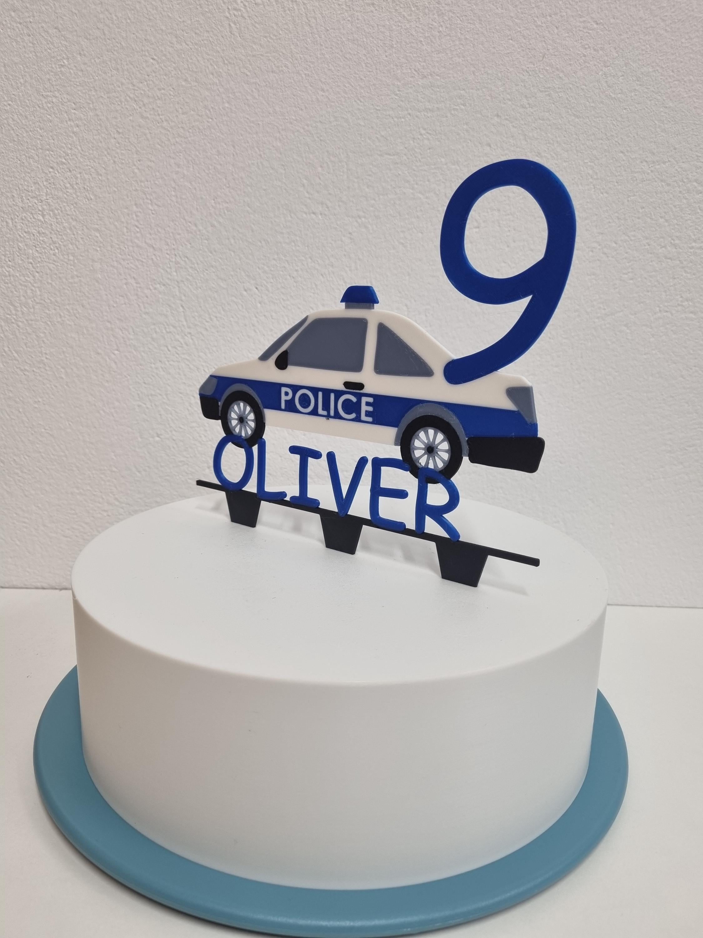 Cake Topper Police Car Personalized Name/text, Cop Police Kids Birthday ...