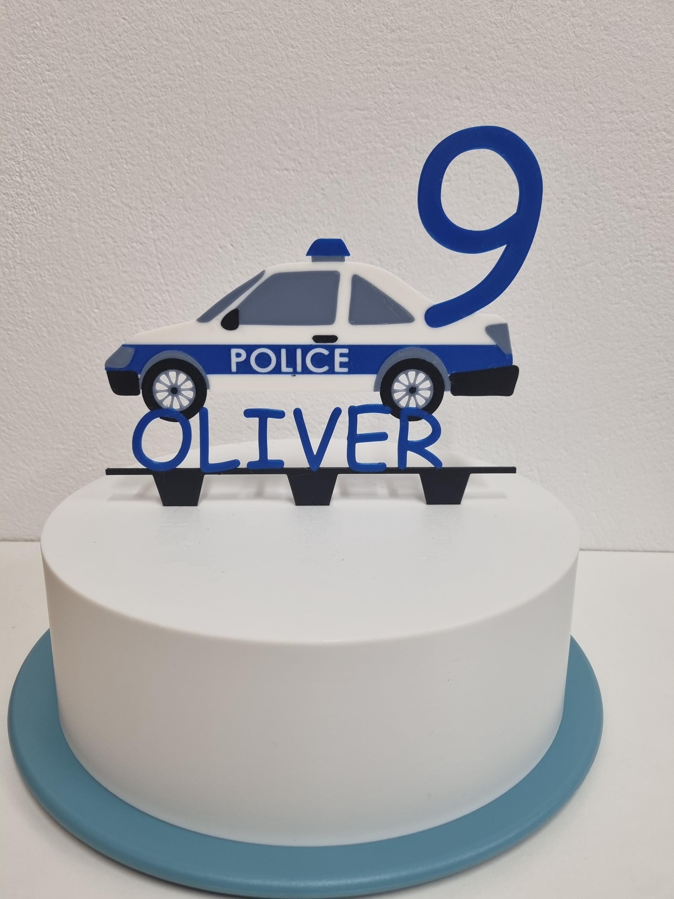 Cake Topper Police Car Personalized Name/text, Cop Police Kids Birthday ...