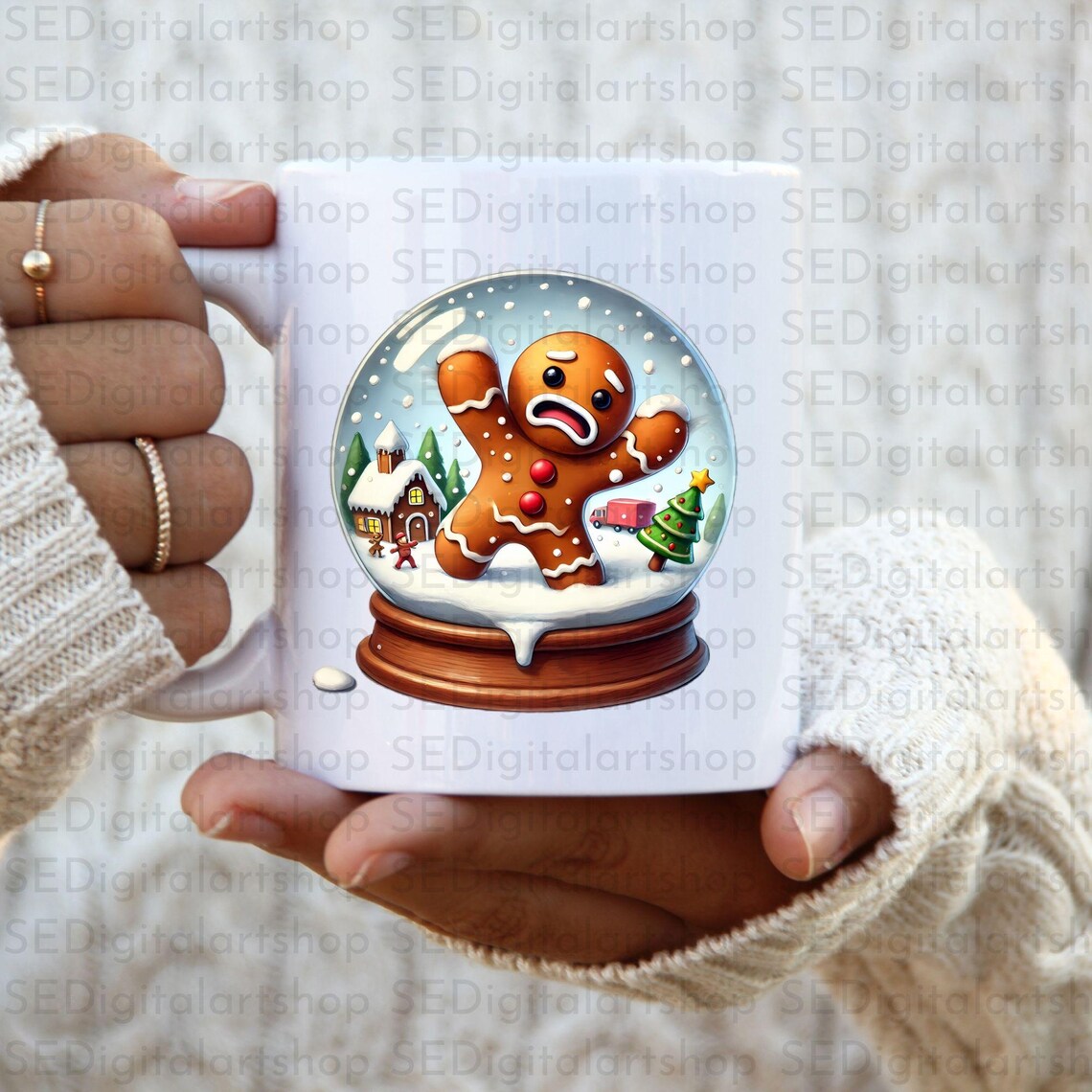 Frighten Gingerbread Snow Globe Digital Art | Christmas Sublimation ...