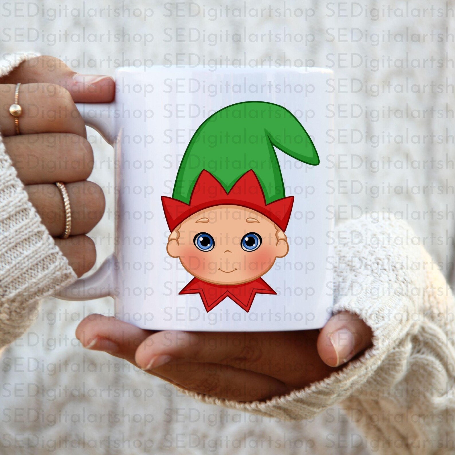 Cute Boy Christmas Elf Faces Digital Download for Sublimation & DTF ...
