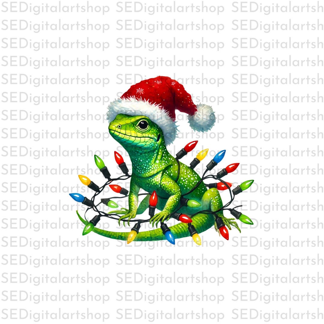 Christmas Lizard Digital Art | Festive Sublimation & DTF Print File ...
