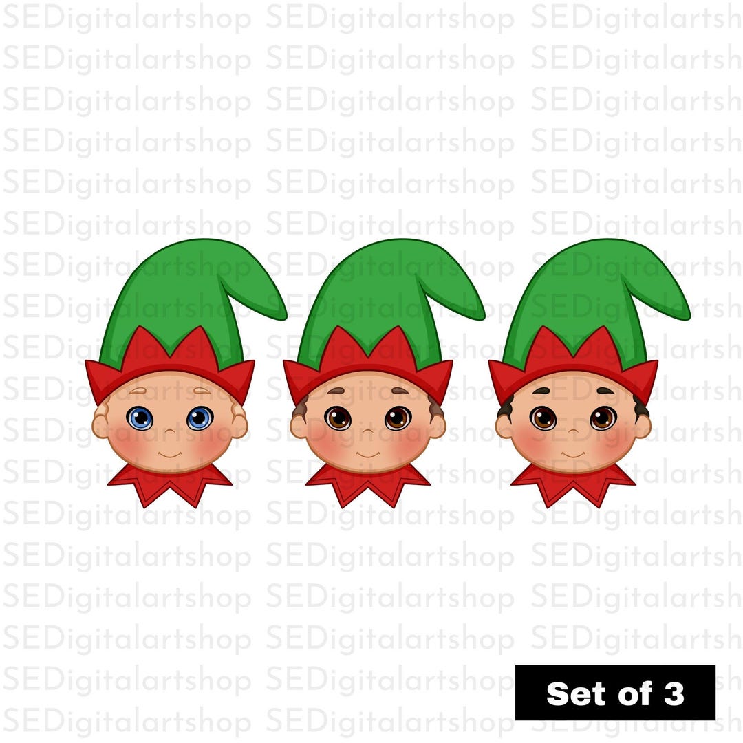 Cute Boy Christmas Elf Faces Digital Download for Sublimation & DTF ...